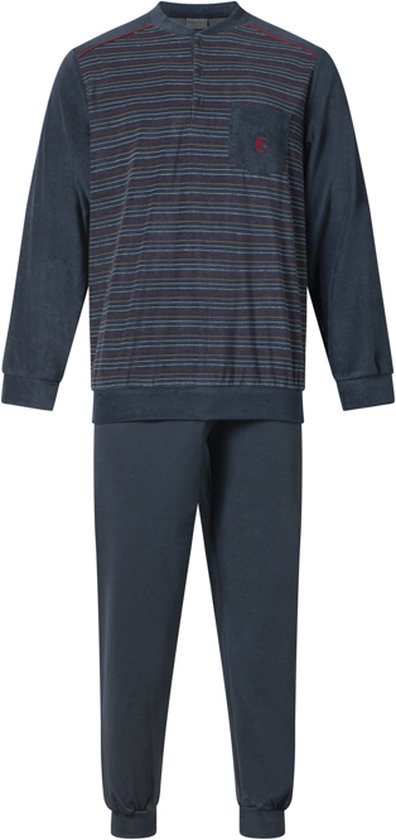 Gentlemen - Badstof Heren Pyjama - Navy knoophals - Maat XL | bol