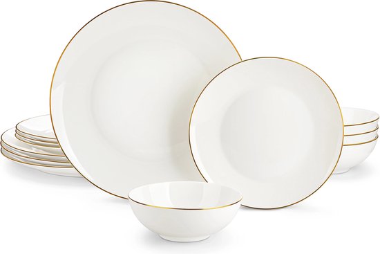 Luxe serviesset - Touch of Gold 12-Delig - Porselein - Bordenset - 4 ...