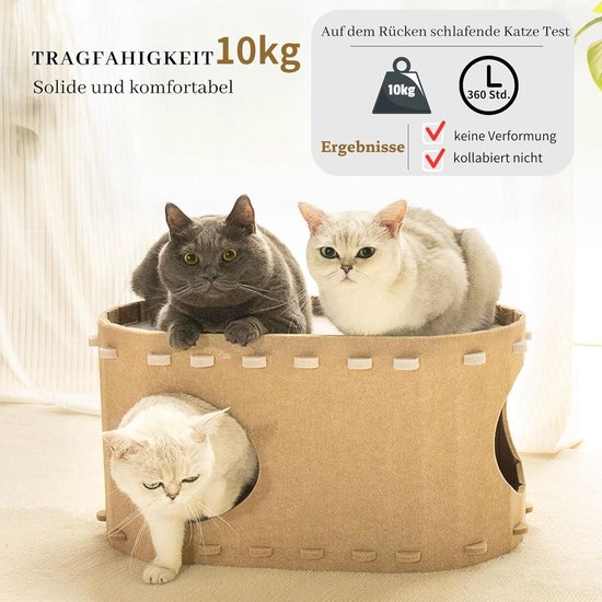 Kattenhuis van vilt - Groot kattenhuis voor binnen - Kattentunnel ...