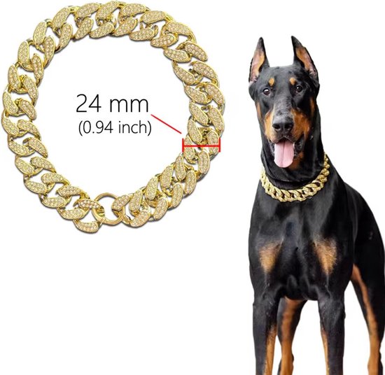 Gouden Hondenketting met Diamanten 70 CM - Halsband Hond - Juweel ...