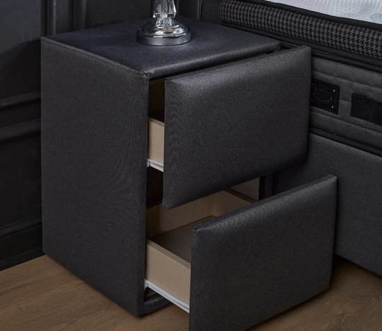 Boxspring bed met opbergruimte - 180x200 cm - Grijs - Opbergbed ...