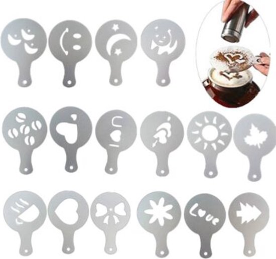 Koffie sjablonen - barista-accessoires - cacoa - latte art - cappuccino ...