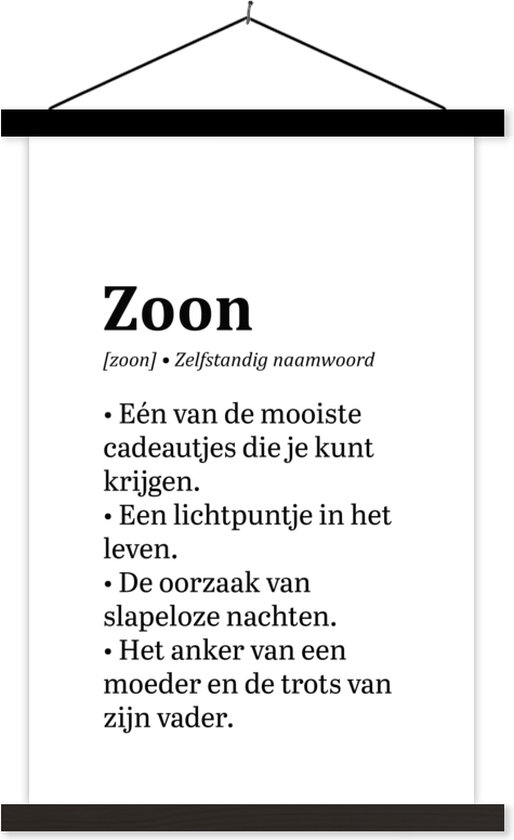 Posterhanger incl. Poster - Schoolplaat - Spreuken - Zoon - Woordenboek ...