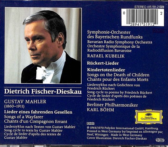 Mahler: Lieder eines fahrenden Gesellen; Kindertotenlieder; 4 Rückert-Lieder, Dietrich... | bol