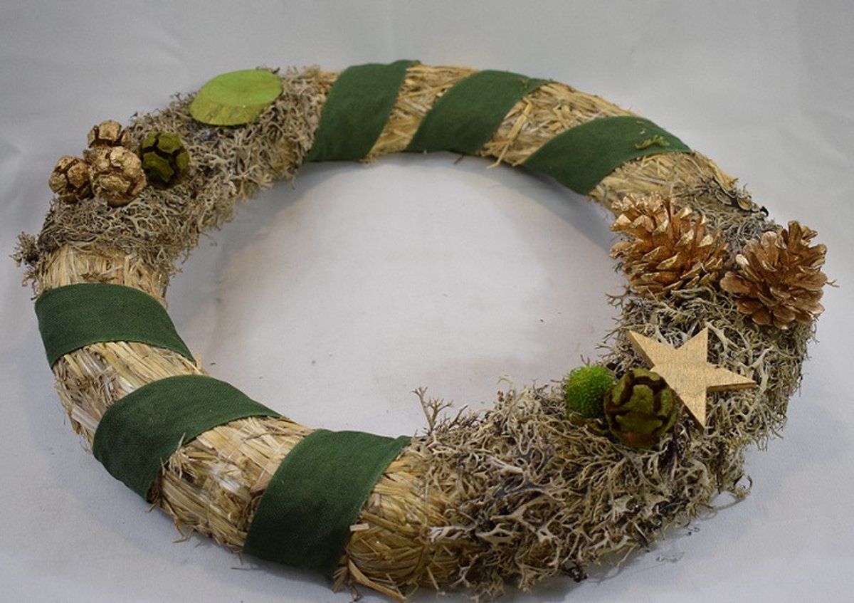 kerstkrans, krans, 100% natuurlijke materialen, Ø 40 cm, groen/bruin ...