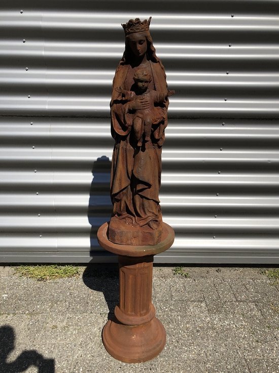 Moeder Maria / Mother Mary met jezus, groot gietijzeren beeld, PRACHTIG ...