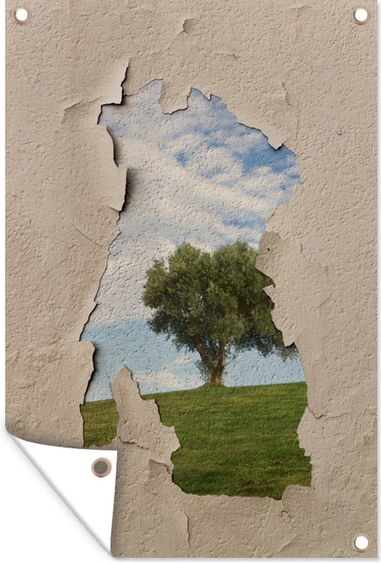 Décoration murale Image abstraite d'un pan de mur à travers lequel ...