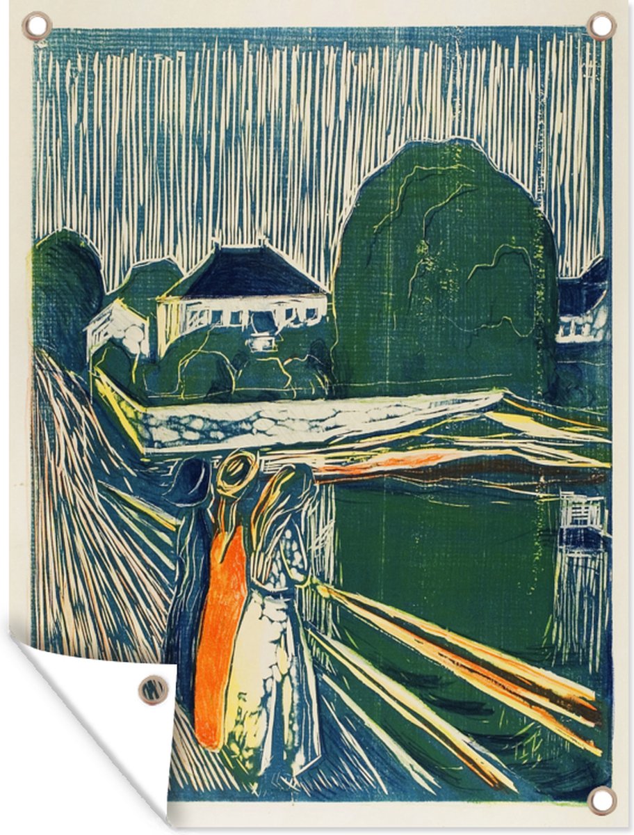 Tuinposter Meisjes op de pier - schilderij van Edvard Munch - 120x170 ...