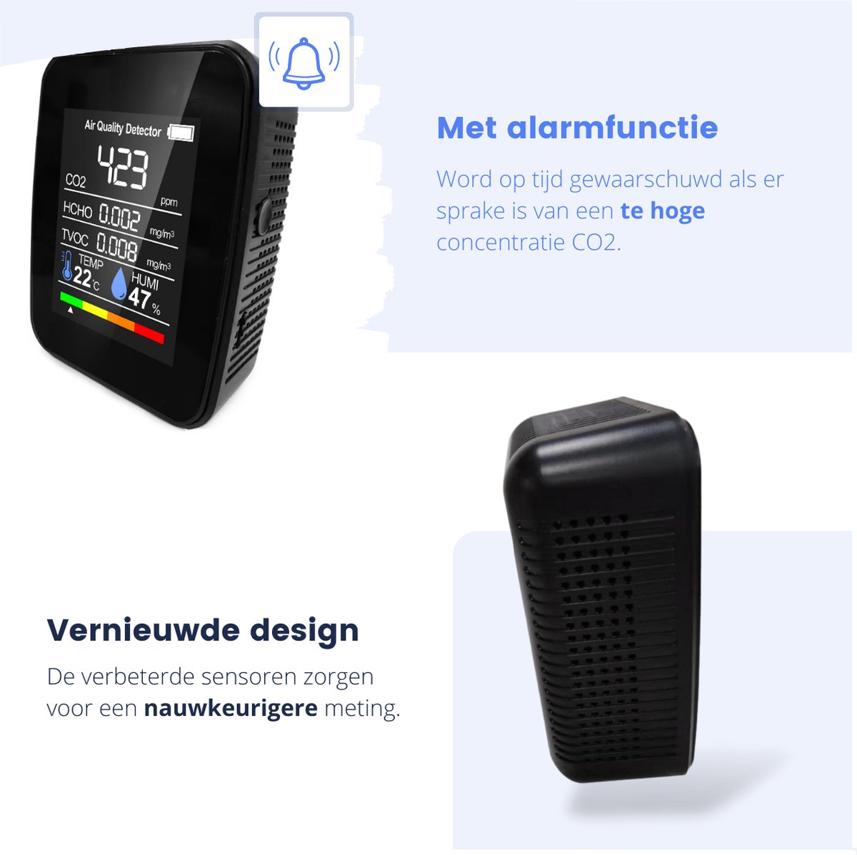 Dulsan 5 in 1 CO2 meter binnen – Fijnstofmeter – Luchtvochtigheidsmeter ...
