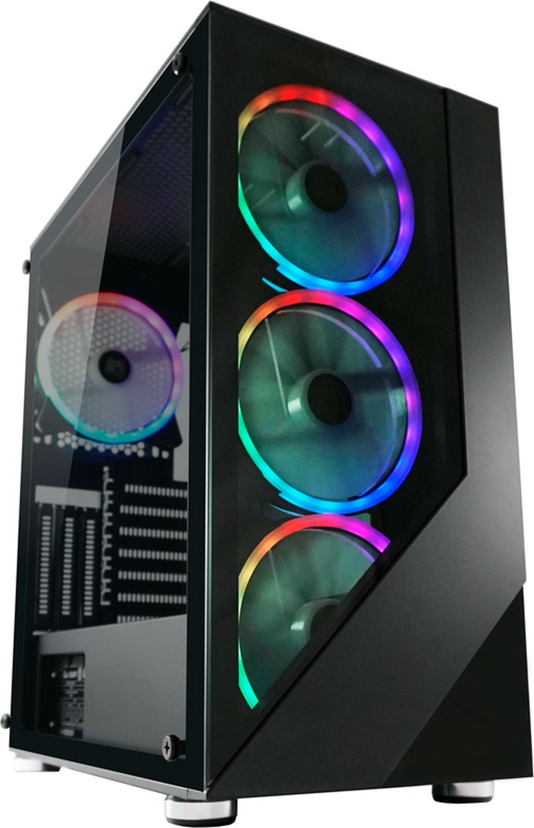 LC-POWER® Shaded Midi Tower ATX PC Case - Computer Behuizing - 4 RGB ...