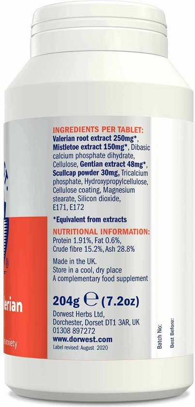 Dorwest scullcap en valerian tabletten 500 stuks kalmerend en ...