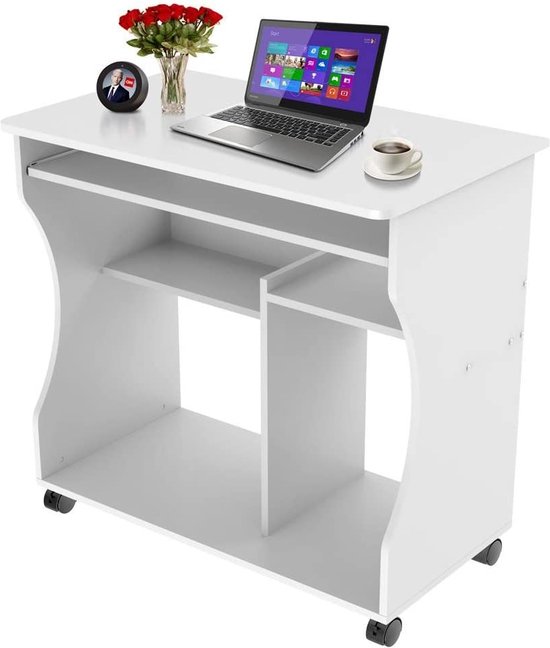 Computerbureau schrijftafel computertafel met 4 legplanken, 80 x 48 x ...