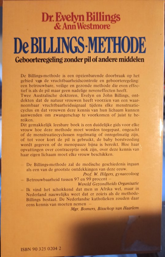 De Billings methode : geboorteregeling zonder pil of andere middelen ...