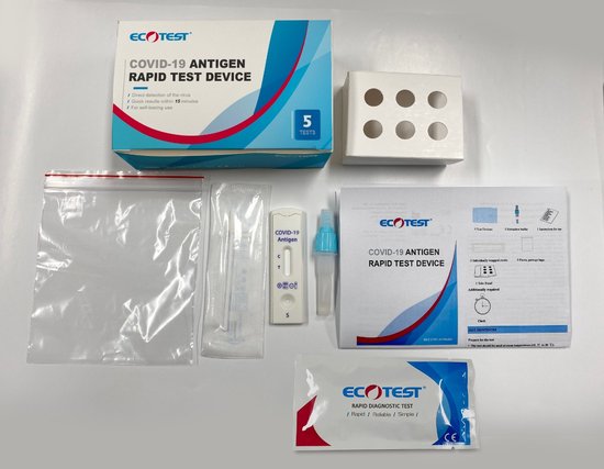 Ecotest Zelftest corona zelftest / sneltest verpakt per 5 STUKS - Sars ...