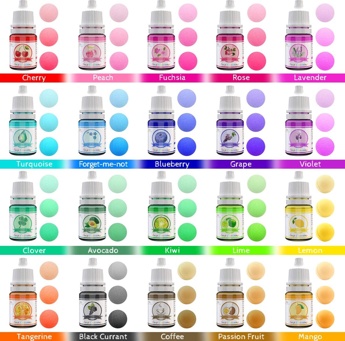 Zeep Kleurstof Voor Zeep Maken - 20 Kleuren Kleurstof voor Zelf Zeepjes ...