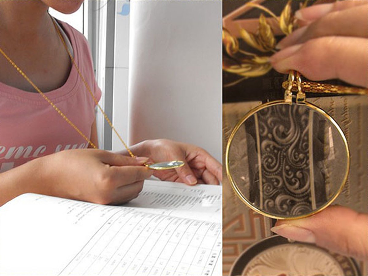 Vintage Vergrootglas - Leesloep met koord 45 cm - 5x Vergroting Loep ...