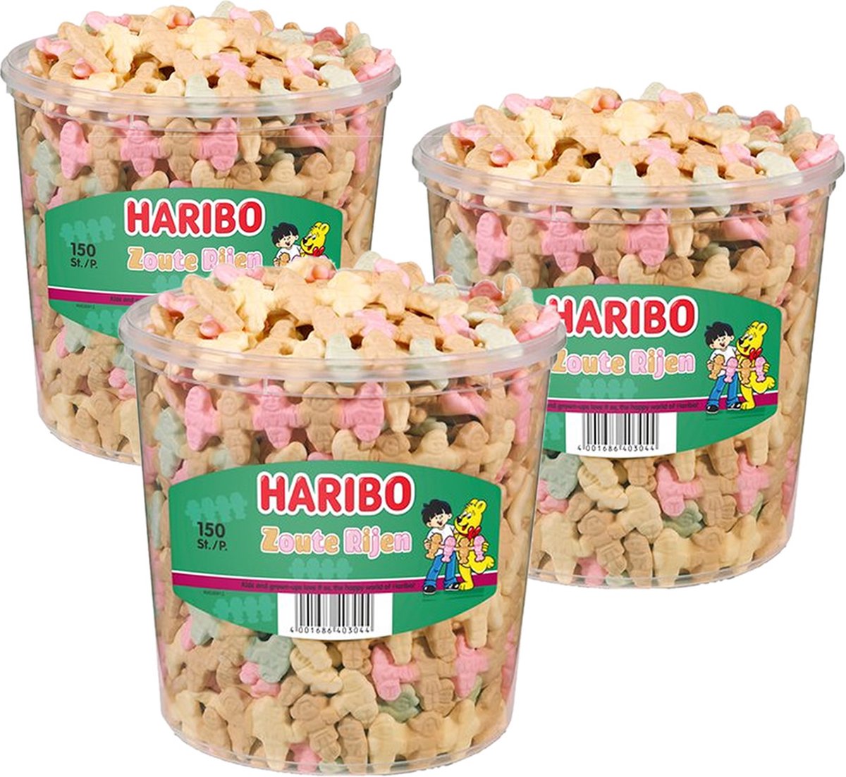 3 silo's Haribo Zoute Rijen á 150 stuks - Voordeelverpakking Snoepgoed ...