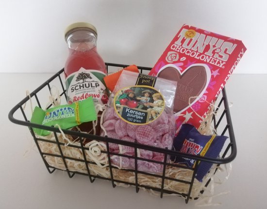 Valentijns cadeau mandje | Tony Chocolonely Valentony reep | Mini tony ...