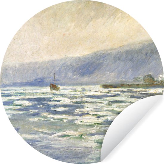Behangcirkel - Ice floating at Port-Villez - Schilderij van Claude ...