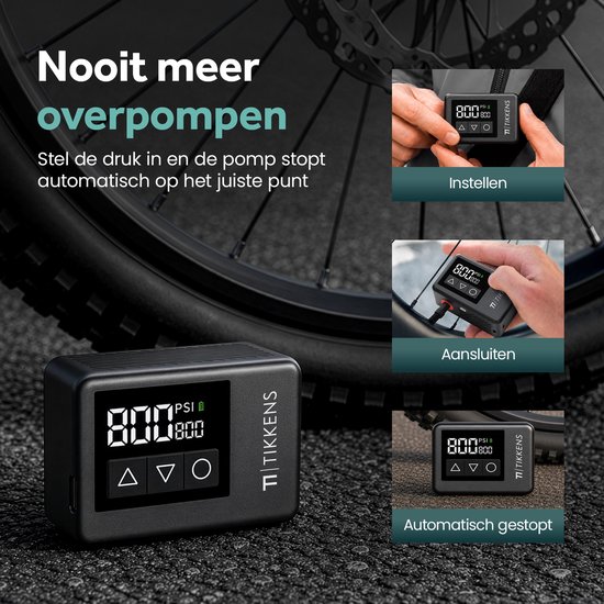 Tikkens® AirGo Elektrische Fietspomp XS - Mini Luchtcompressor - 118 ...