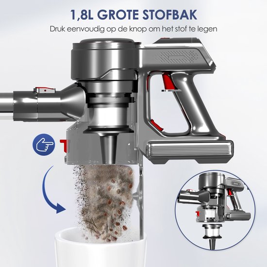 Saikefy Steelstofzuiger Draadloos - 55000 Pa - LED-display - 50 min ...