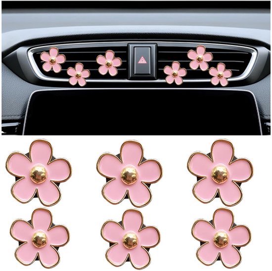 6 stuks auto decoraties ventilatierooster clip, madeliefje bloem ...