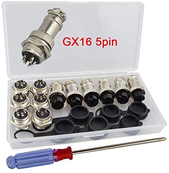 Verpakking van 6 GX16 5 Pin Aviation 5A 16mm Male Female Metalen Paneel ...