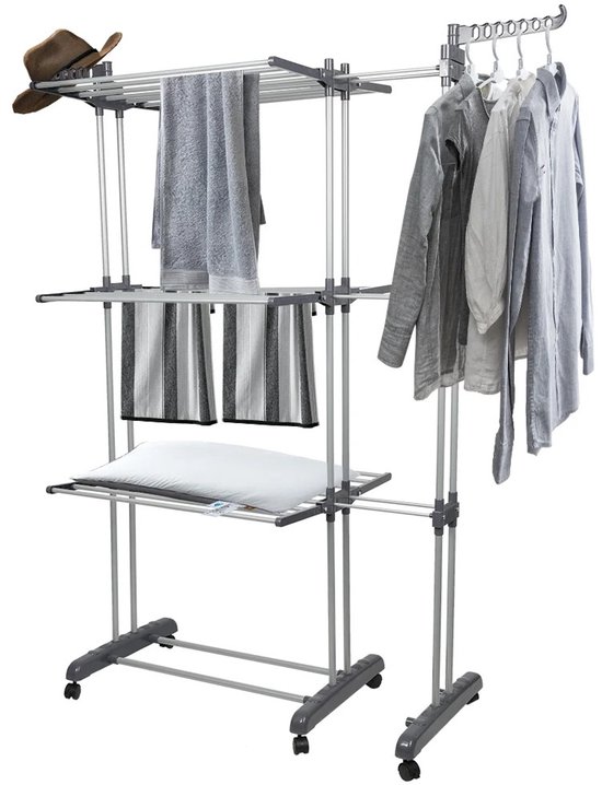 AURORAS- Wasdroger Rek 3 Niveaus – Uitschuifbaar 75-142 cm – 6 ...