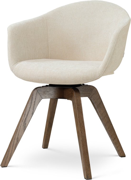 Nolon Noor-Otis draaibare Eetkamerstoel cottonbeige - walnoot houten ...