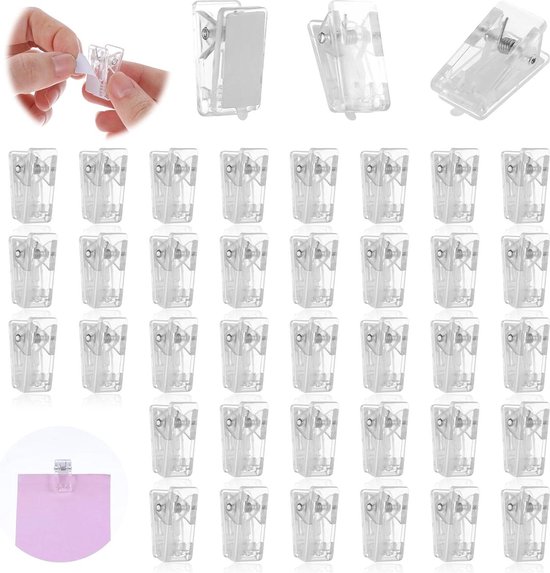 40 Pcs Self Adhesive Spring Clips - Transparent Note Holders Wall ...