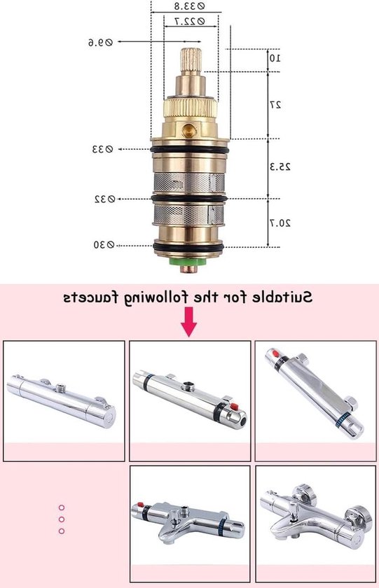 Bad Thermostatische Cartridge& Handvat voor Mengkraan Mixer-Douche ...