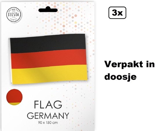 3x Vlag Duitsland 90cm x 150cm - verpakt per stuk in kado doosje ...