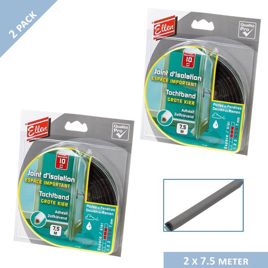 Ellen tochtband - D-profiel - 8 x 6 mm - 15 mtr - Zwart | bol