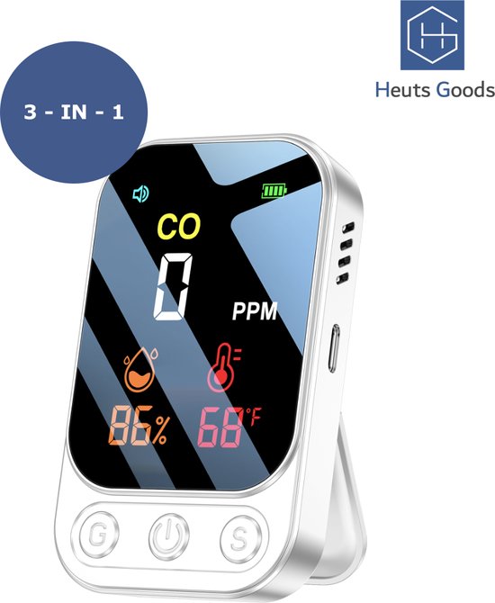 Heuts Goods - 3 in 1 Koolmonoxidemelder - CO Melder - Koolstofmonoxide ...