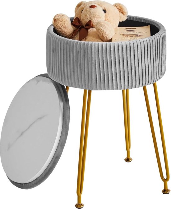 White-label® Make up Stoel - Kaptafel Kruk - Visagie - Grijs | bol