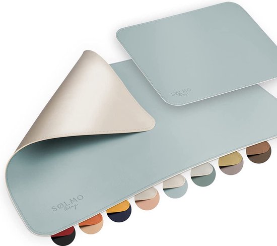 I Desk pad large table pad I 85x40cm made of pu leather - Beige/Cognac ...