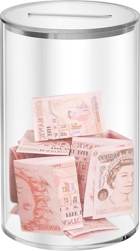 Acrylic Money Box - Transparent - 9 x 9 x 15 cm - for Adults and ...