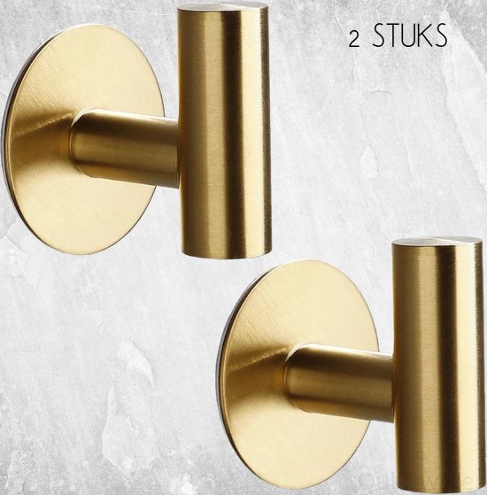 QUICKWARE handoekhaakjes - Wandhaak - 2 stuks – Goud – Zelfklevend ...