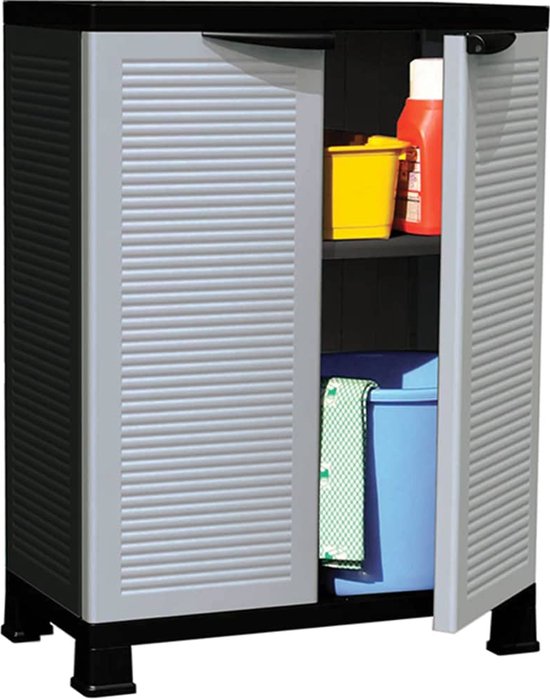 vidaXL Opbergkast Kunststof Grijs 68x39x92 cm Opslagkast - Bergruimte ...