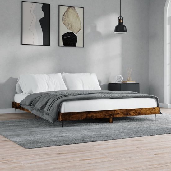 vidaXL Bedframe - Hout & Metaal - 180x200 cm Bed Frame - Houten Bed ...