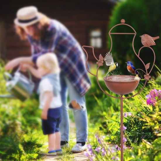 Vogelbad met Waterreservoir en Tuinsteker voor Vogels en Insecten | bol