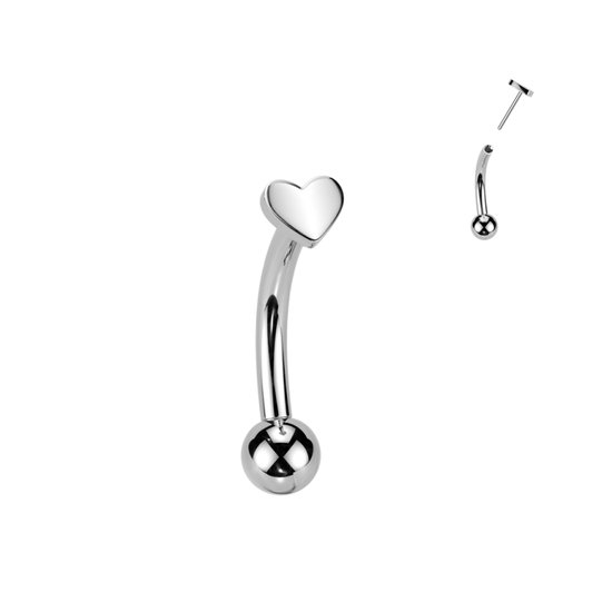 Piercing curved titanium hartje 1.2x8 | bol