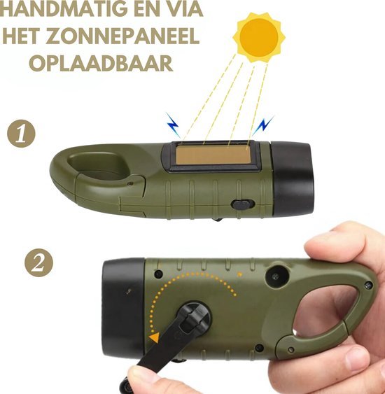 Opwindbare Dynamo Solar Zaklamp | Dynamo | Zonne-energie | Knijpkat ...