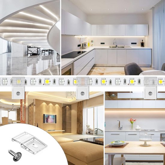LED strip Clear Strip Light Clips-Zelfklevend en met Schroeven Montage ...