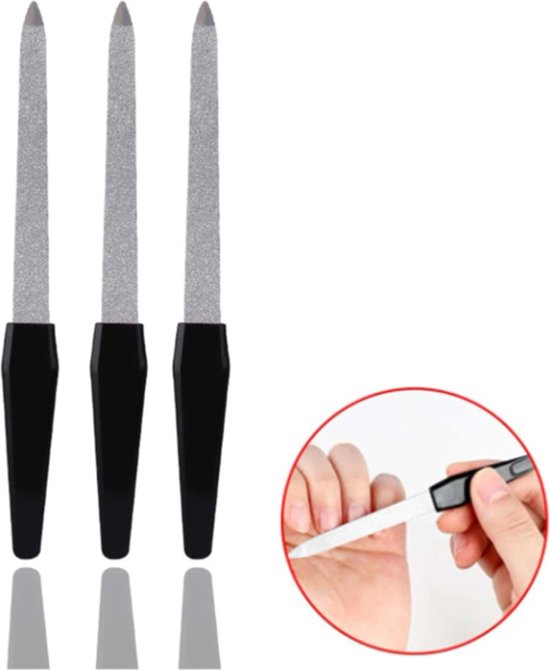 Set van 3 - Nagelvijl - Nagel - Hand - Voet - Vijl - Zwart | bol