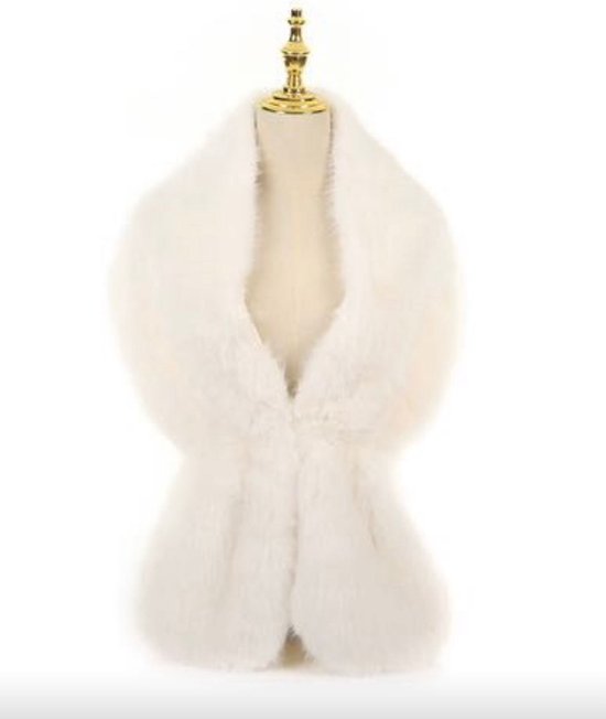 Dames Luxe Sjaal Stola van Imitatiebont 160/35CM Wit | bol