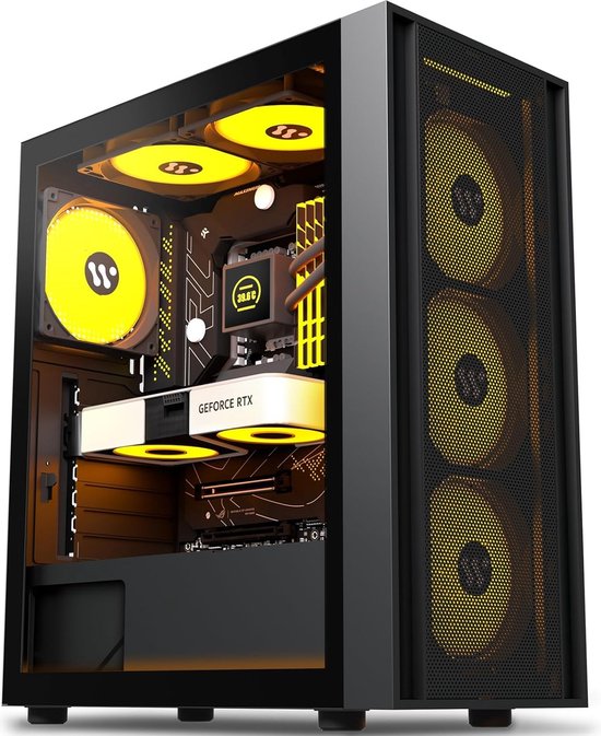 KEDIERS - G200 - Gaming PC-behuizing - 6 PWM ARGB-ventilatoren - Mesh ...