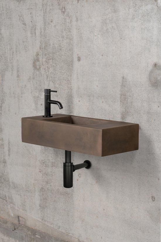 Rechthoekige toilet fontein - vintage bruin beton - middelgrote toilet ...