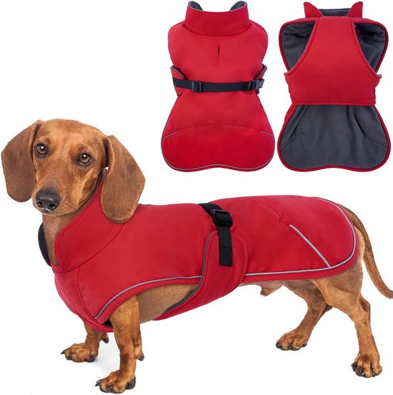 Waterdichte hondenjas, teckel, winterjas voor honden, hondenkleding met ...