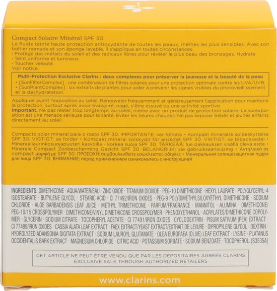 Clarins Mineral Sun Care Compact Face SPF 30 -Zonnebrand - 15 gr | bol
